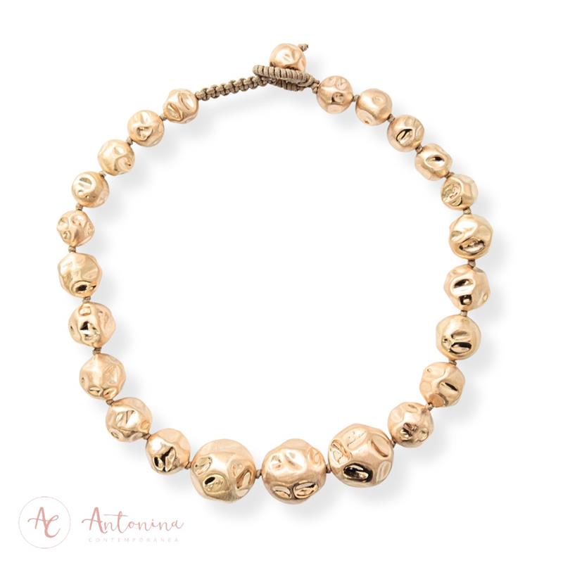 COLAR BOLA MARTELADA G DOURADO