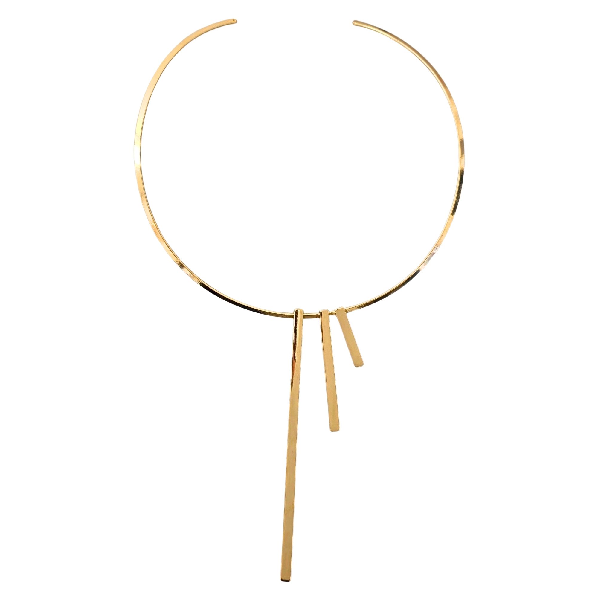 Choker Aro com Trio de Pingentes Minimalistas Banhado em Ouro 18K